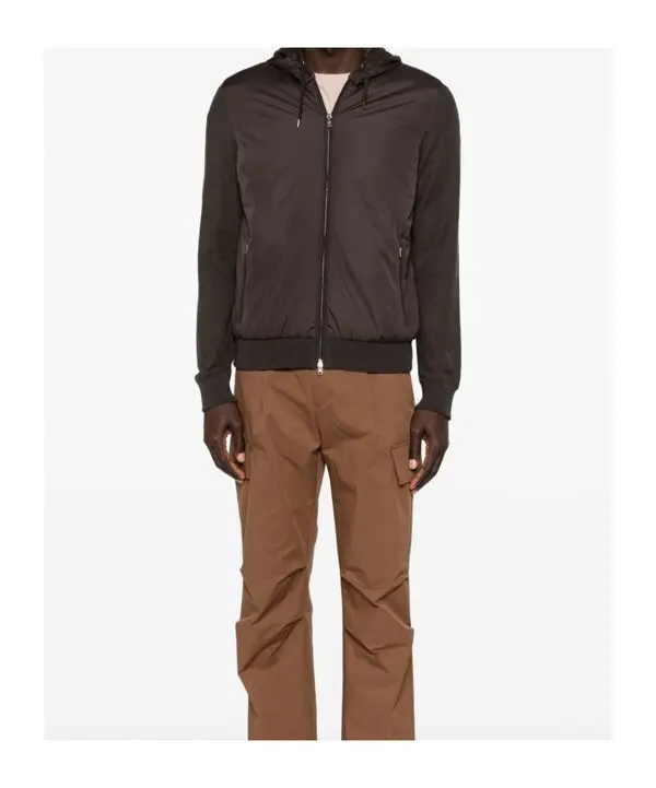 Herno Zip-up Hooded Drawstring Jacket - Black
