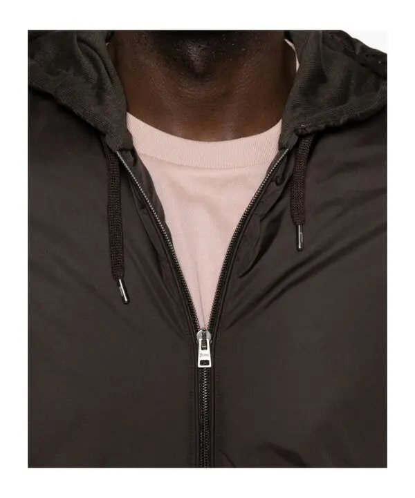Herno Zip-up Hooded Drawstring Jacket - Black