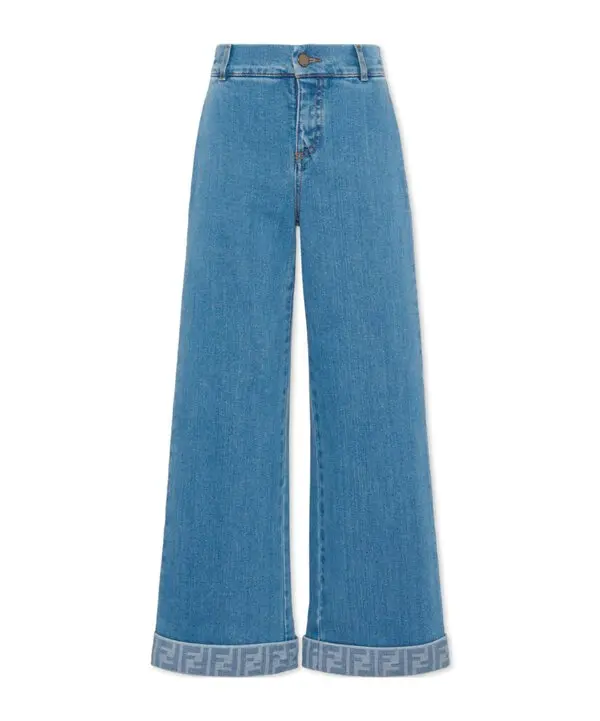 Fendi Logo Cuff Jeans - Blue