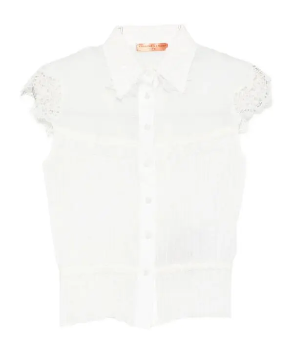 Ermanno Scervino Sleeveless Lace Trim Blouse - White