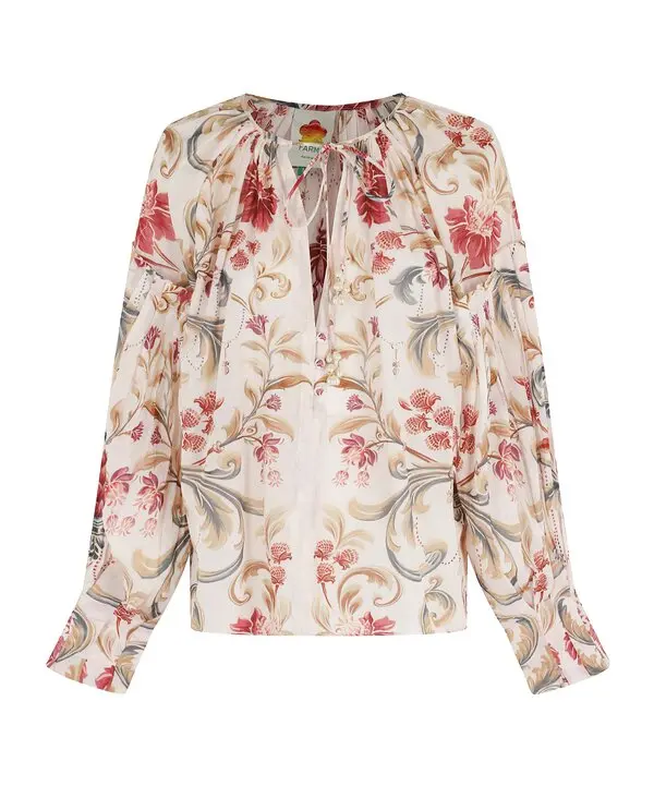 Farm Rio Royal Garden Printed Blouse - White