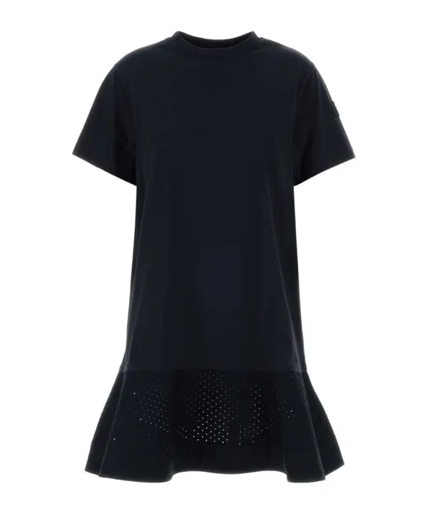 Moncler Perforated-hem T-shirt Dress - Midnight Blue