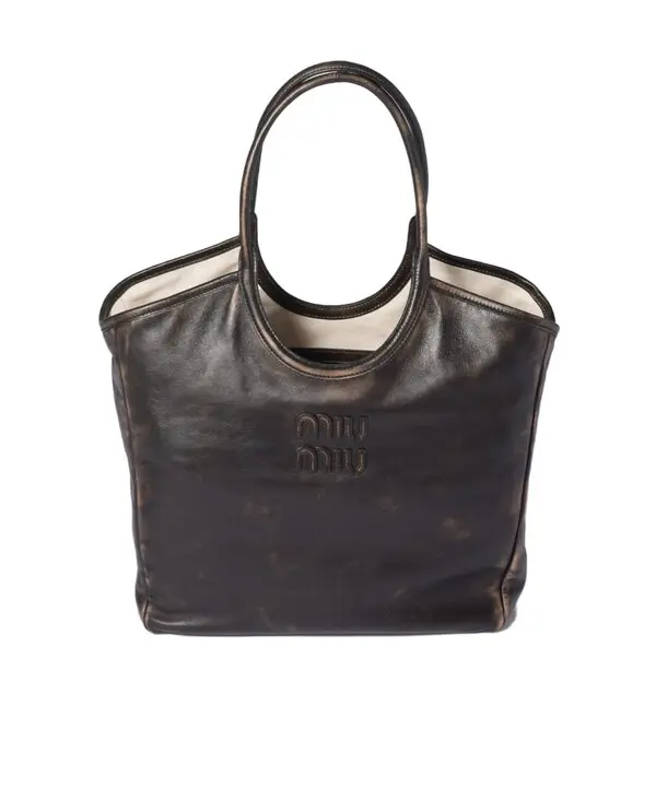 Miu Miu Leather Tote Bag - Brown