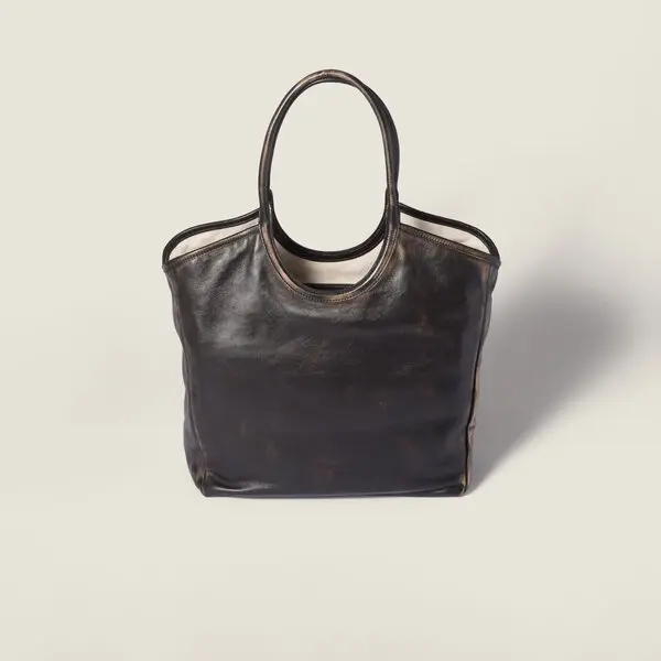 Miu Miu Leather Tote Bag - Brown