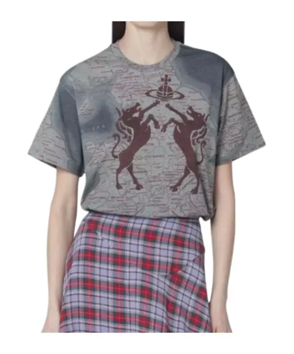VIVIENNE WESTWOOD Horses Map Print T-shirt - Grey