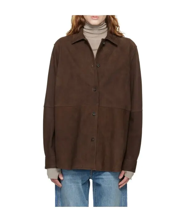 TOTEME Long Sleeve Suede Overshirt