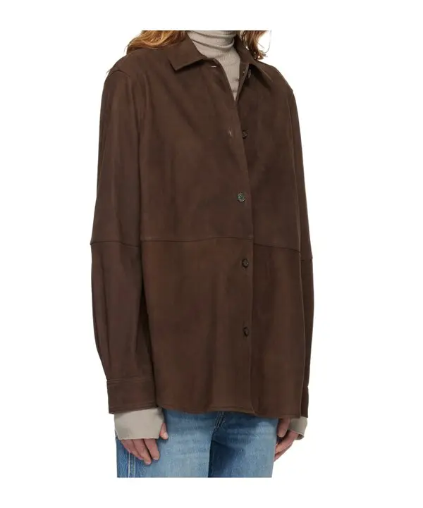 TOTEME Long Sleeve Suede Overshirt