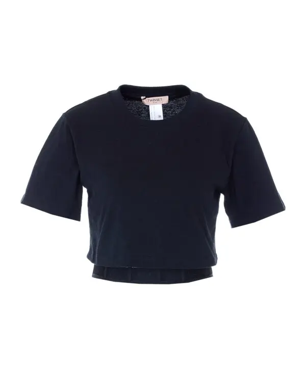 TWINSET Crewneck Cropped Top - Black