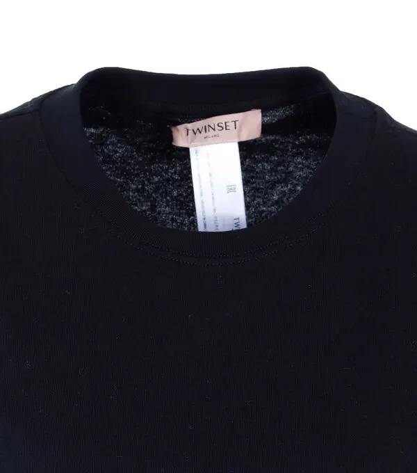 TWINSET Crewneck Short Sleeve Cropped Top