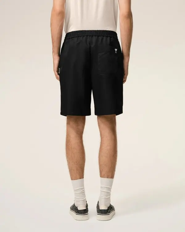 Ami Elastic Waist Nylon Shorts - Black