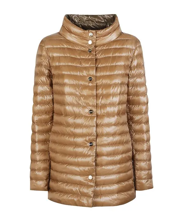 Herno Buttoned Quilted Coat - Brown