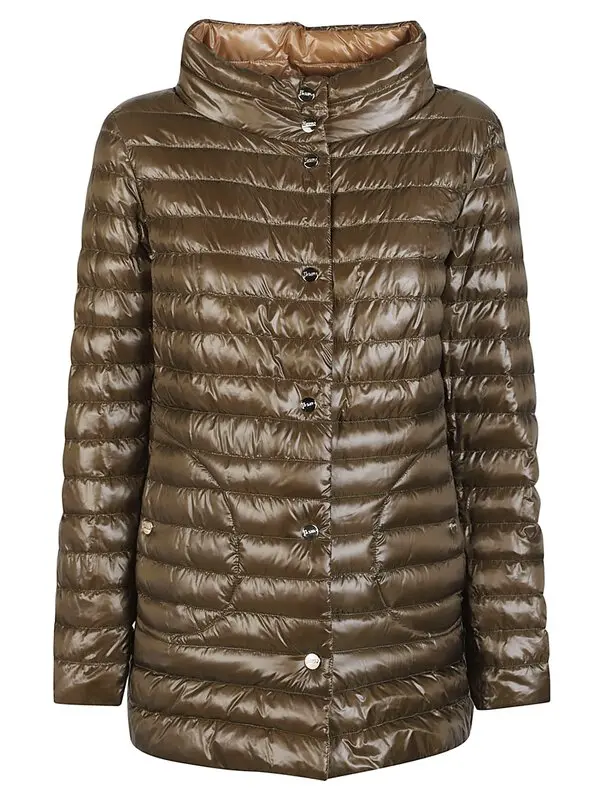 Herno Buttoned Quilted Coat - Brown
