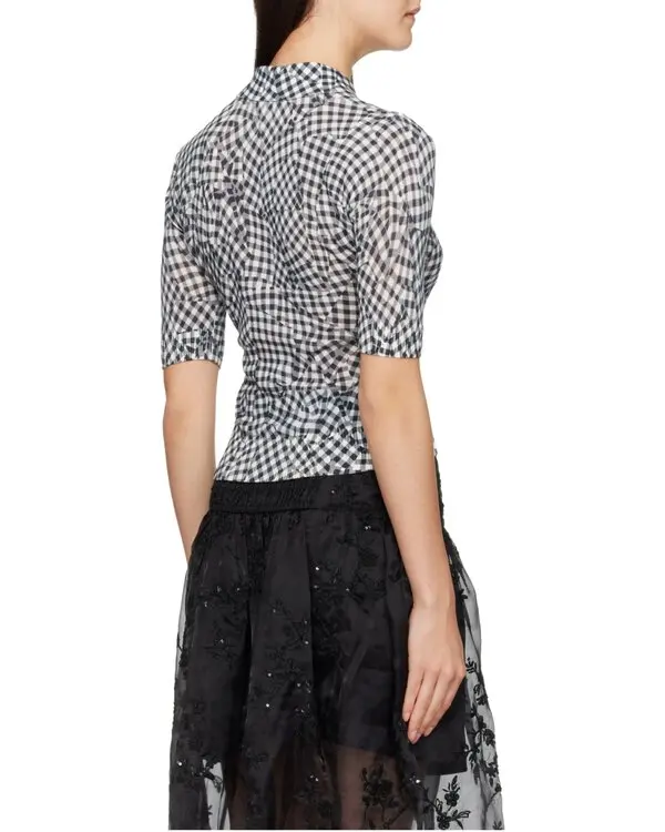 GANNI Sheer Cotton Printed Polo Shirt