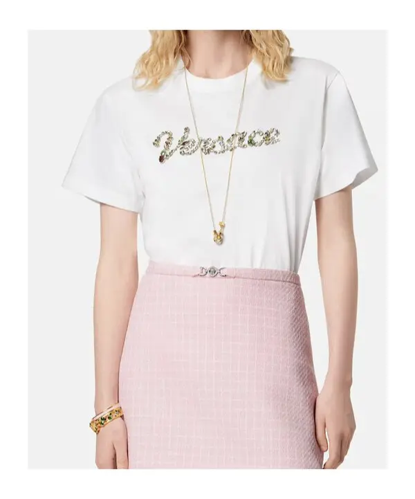 Versace Logo Embellished Crewneck T-shirt