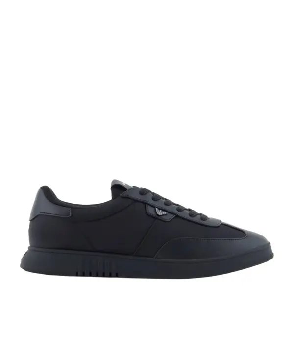 Emporio Armani Logo-plaque Panelled Sneakers - Black