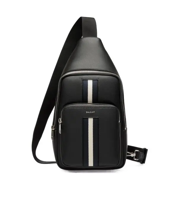 Bally Leather Sling Bag With Grosgrain Ribbon - Black