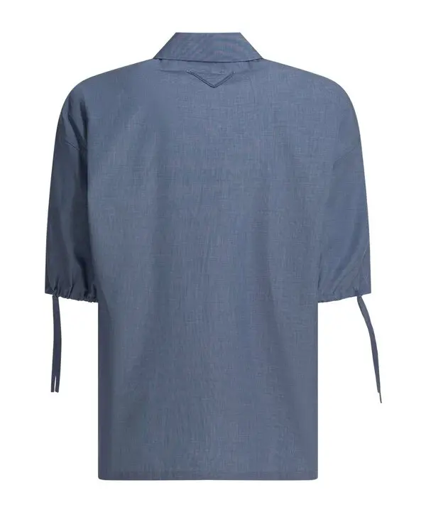 Prada Short Sleeve Button-up Shirt With Ruffled Cuffs