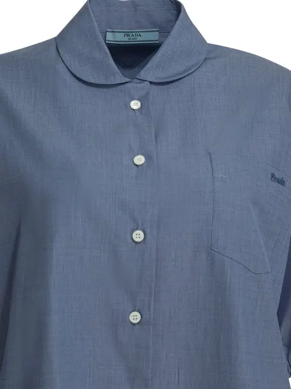 Prada Short Sleeve Button-up Shirt With Ruffled Cuffs