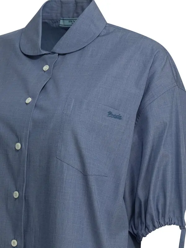 Prada Short Sleeve Button-up Shirt With Ruffled Cuffs