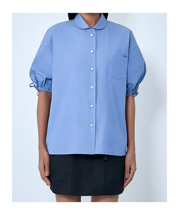 Prada Short Sleeve Button-up Shirt With Ruffled Cuffs