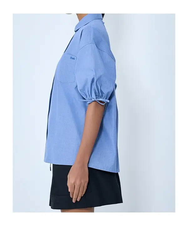 Prada Short Sleeve Button-up Shirt With Ruffled Cuffs