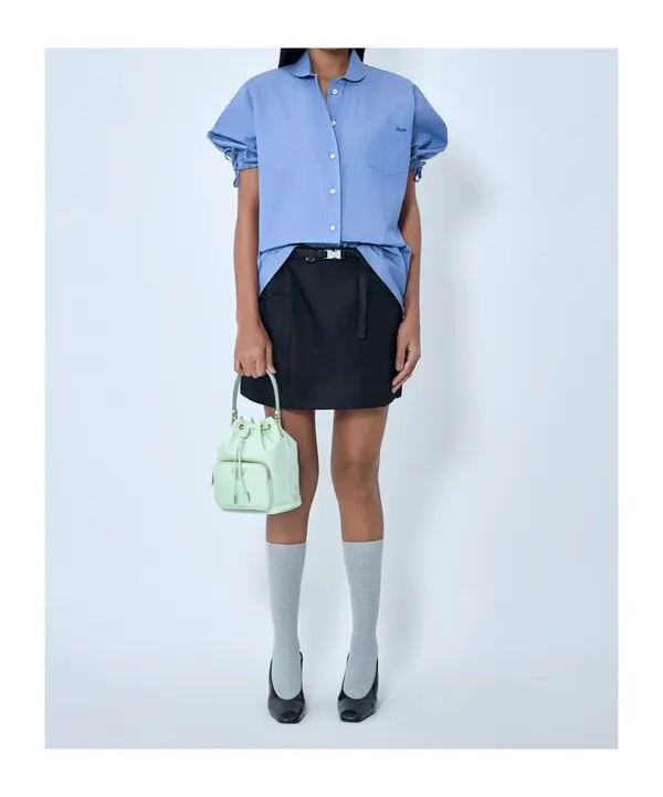Prada Short Sleeve Button-up Shirt With Ruffled Cuffs