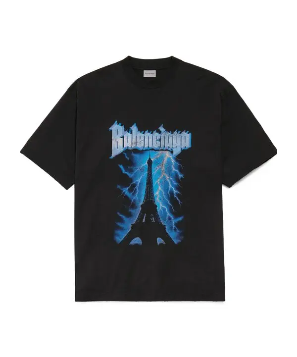 Balenciaga Graphic Printed Crewneck T-shirt - Black