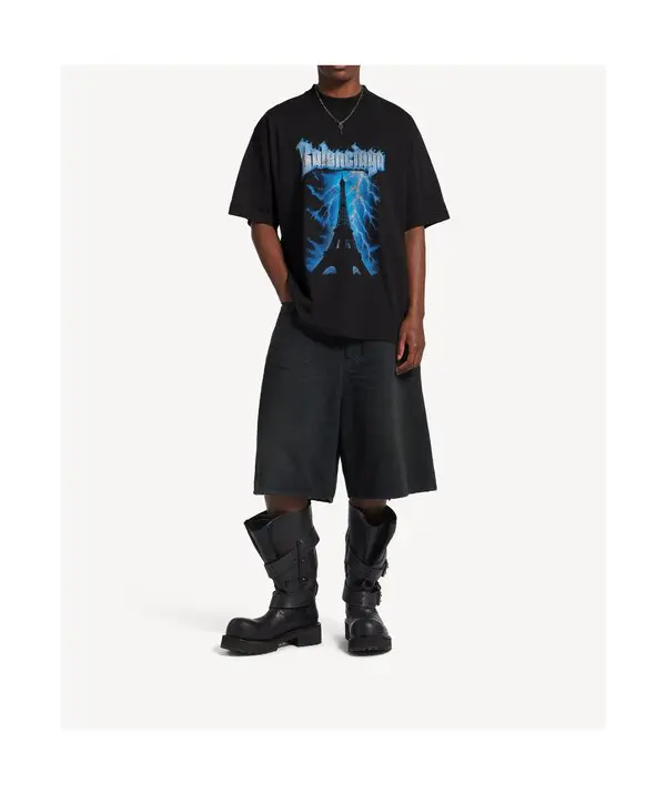 Balenciaga Graphic Printed Crewneck T-shirt - Black