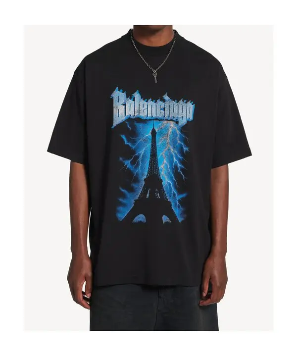 Balenciaga Graphic Printed Crewneck T-shirt - Black