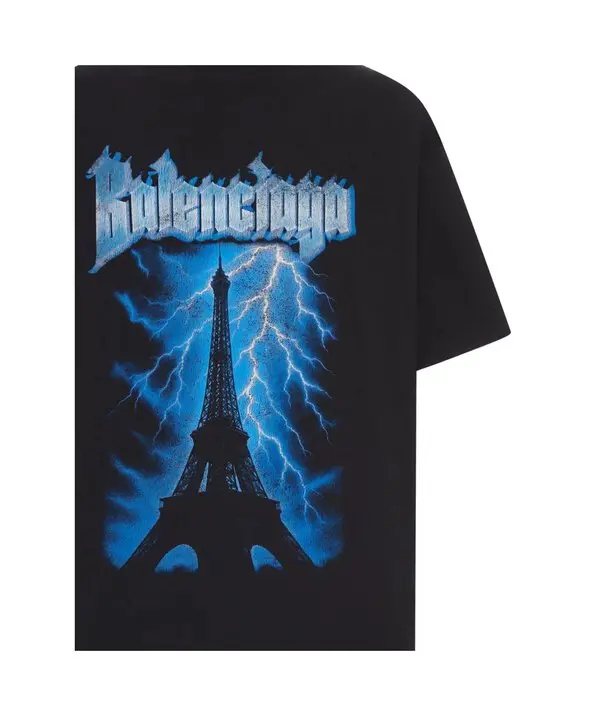 Balenciaga Graphic Printed Crewneck T-shirt - Black