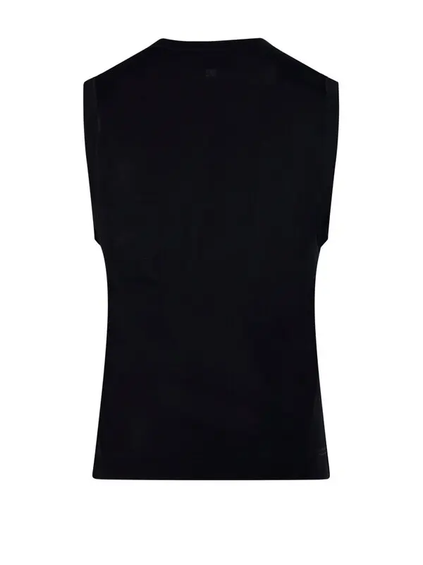 AMI Paris Sleeveless Crewneck Top With Pattern Decoration