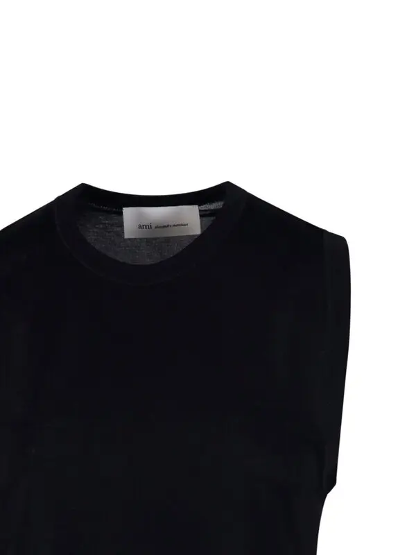 AMI Paris Sleeveless Crewneck Top With Pattern Decoration