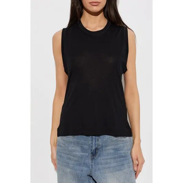 AMI Paris Sleeveless Crewneck Top With Pattern Decoration