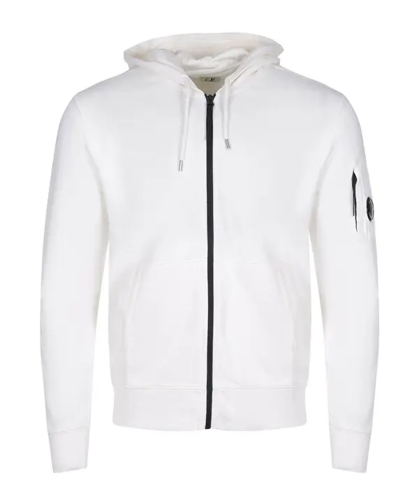 C.P. COMPANY Zip Up Lens Hoodie - White