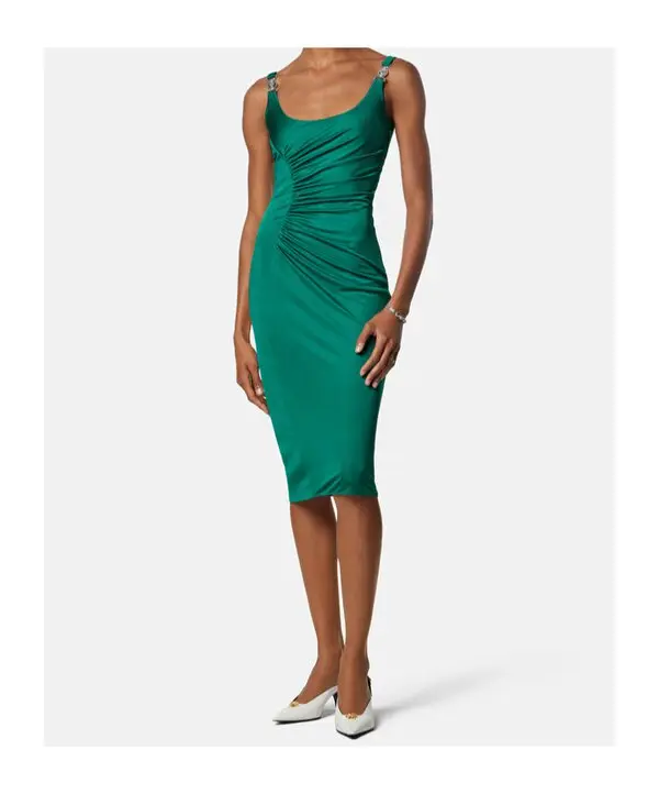 Versace Sleeveless Draped Midi Dress - Green
