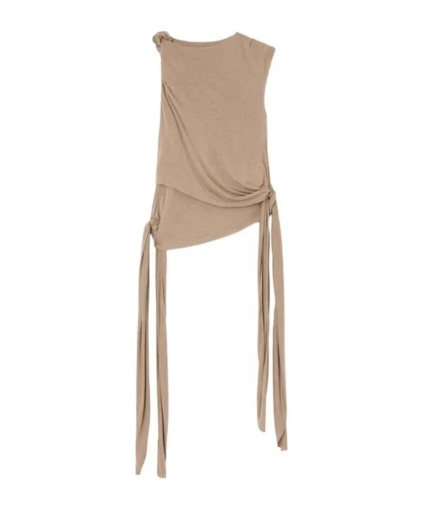 GANNI Sleeveless Asymmetrical Wrap Top