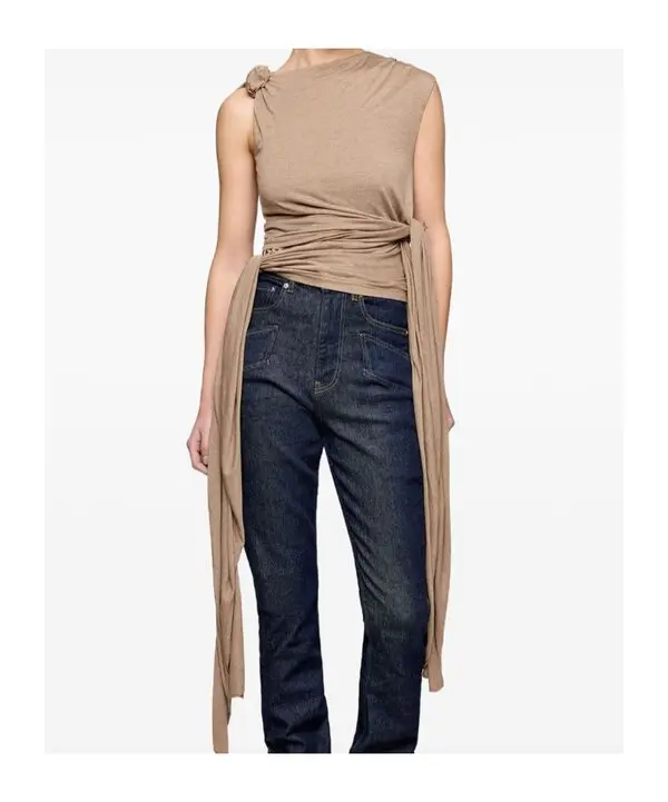 GANNI Sleeveless Asymmetrical Wrap Top
