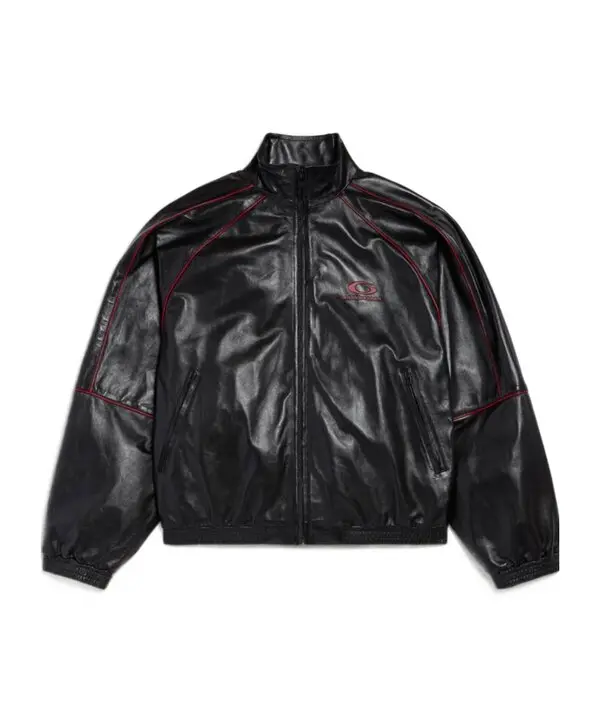 Balenciaga Zip-up Track Jacket With Contrasting Piping - Black/burgundy