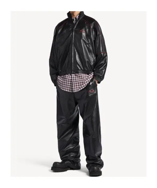 Balenciaga Zip-up Track Jacket With Contrasting Piping - Black/burgundy
