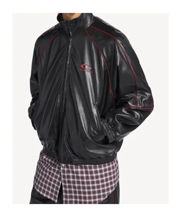 Balenciaga Zip-up Track Jacket With Contrasting Piping - Black/burgundy