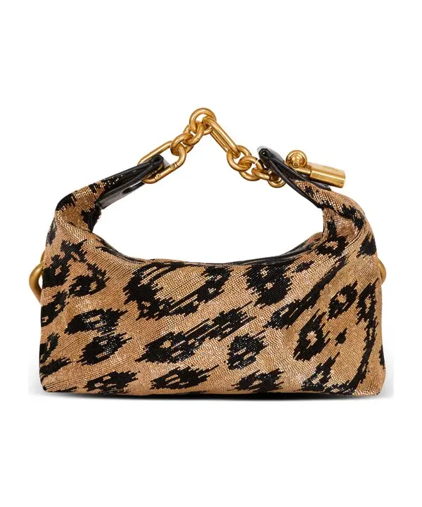 Balmain Mini Leopard Pattern Embroidered Bag