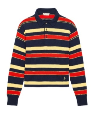 J.W.ANDERSON Knitted Striped Polo Top - Navy