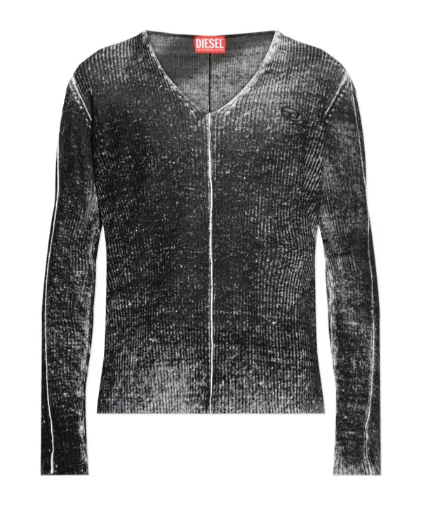 DIESEL® Cut-out Logo V-neck Sweater