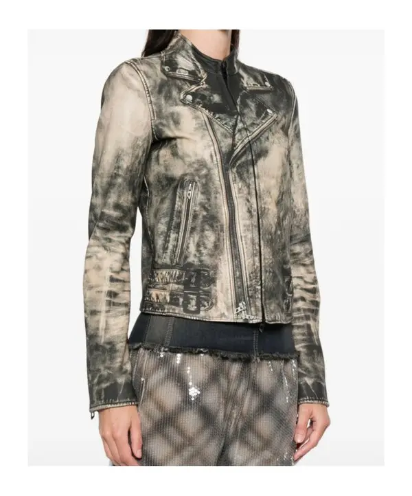 DIESEL® Zip-fastening Leather Jacket - Nude