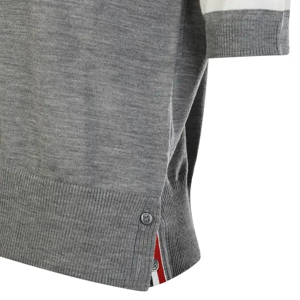 Thom Browne Short Sleeve Roll Neck Knitted Jumper With Side Stripe Detail
