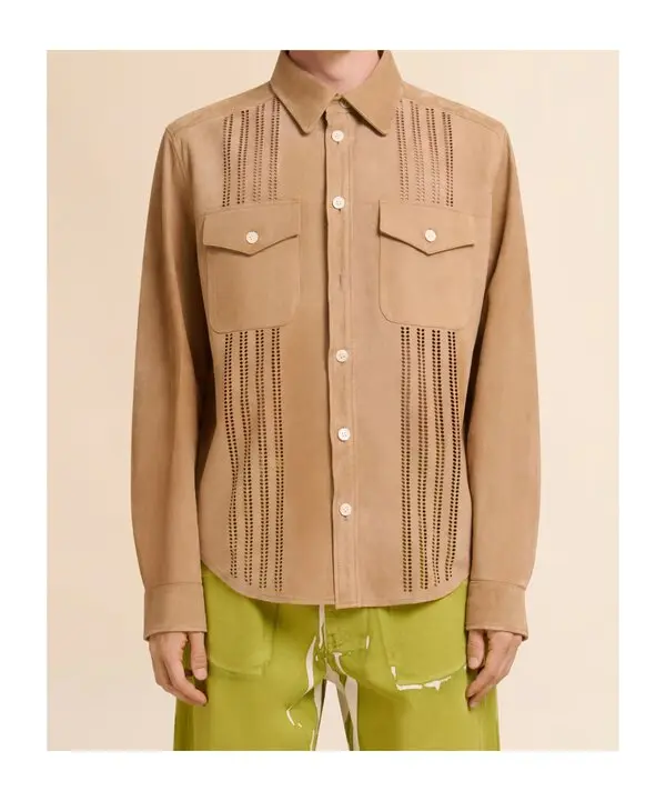 Marni Brown Suede Shirt With Cut-out Detailing