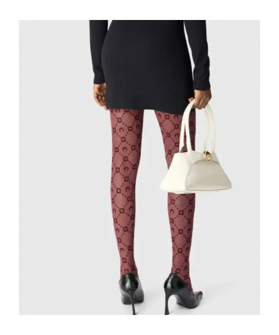 MARINE SERRE Moonogram Mesh Flock Tights - Brown