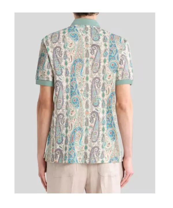 Etro Cotton Polo Shirt With Paisley Motif - Green