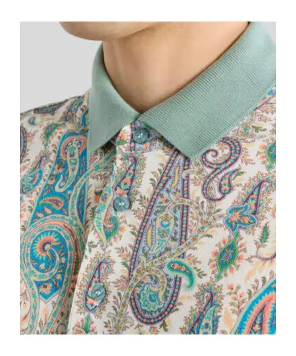 Etro Cotton Polo Shirt With Paisley Motif - Green