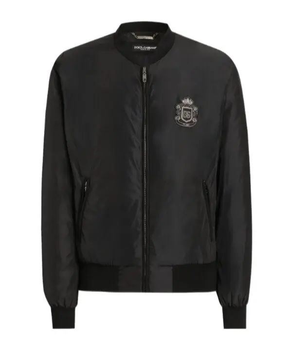 Dolce & Gabbana Logo Patch Bomber Jacket - Black